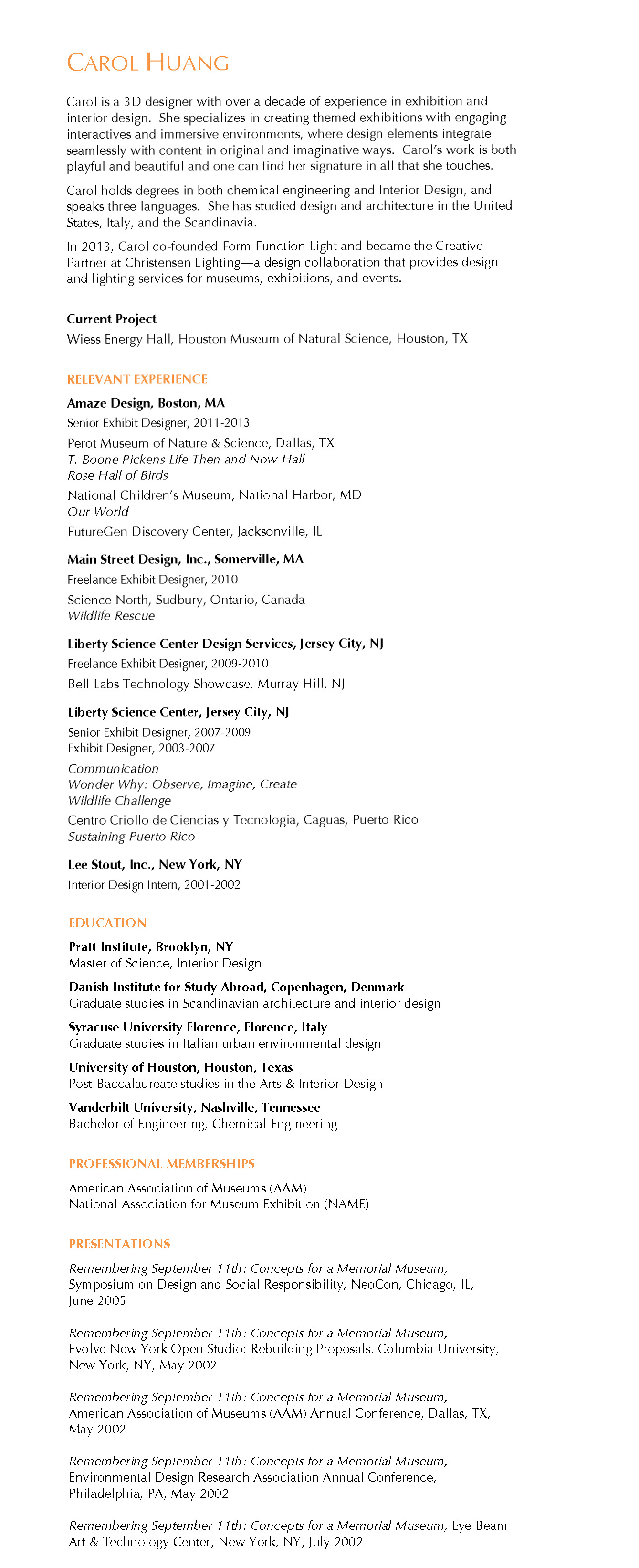 Carol Huang: Portfolio, Resume